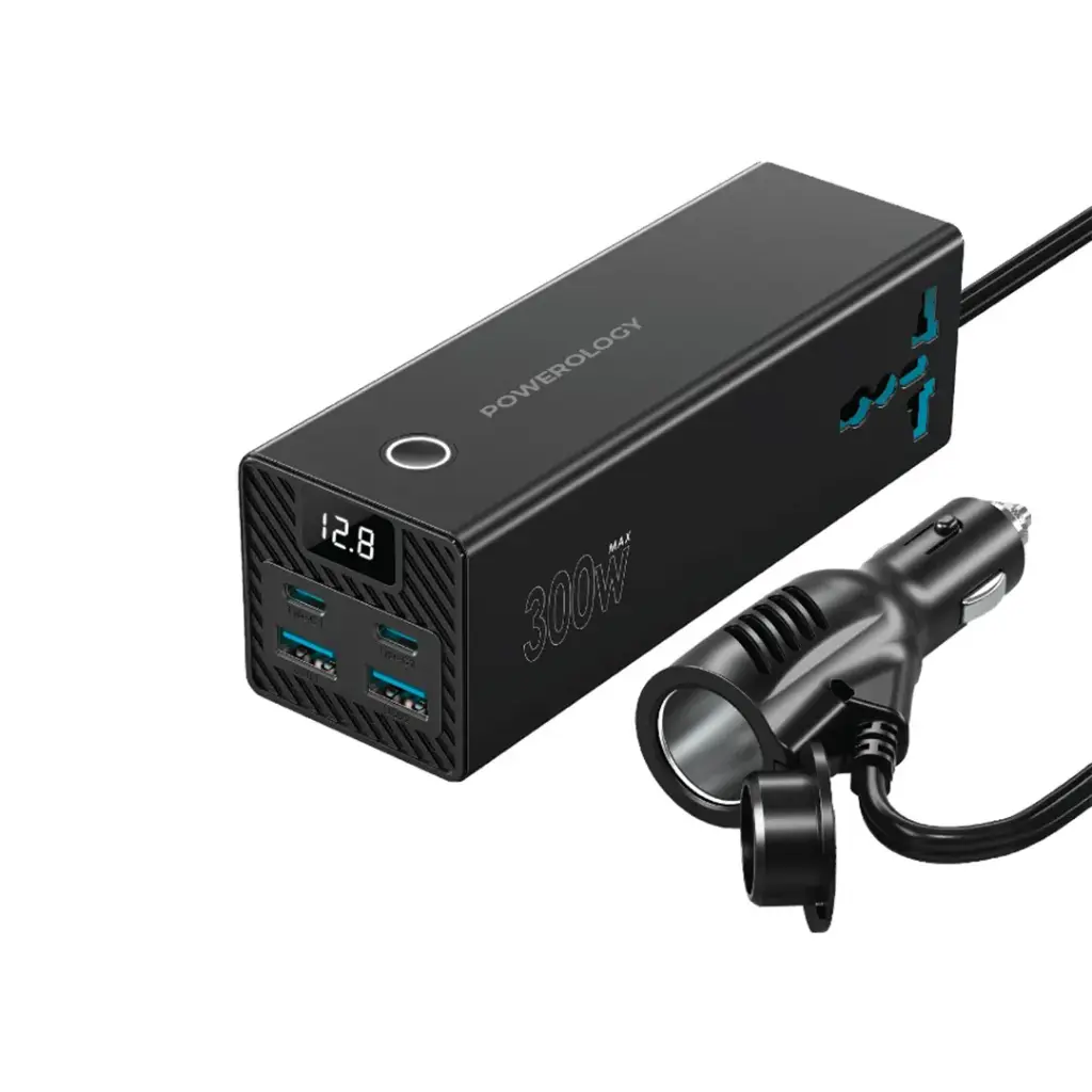 Powerology 2AC Universal 300W Power Inverter PD 36W - Black Powerology 2AC Universal 300W Power Inverter PD 36W - Black